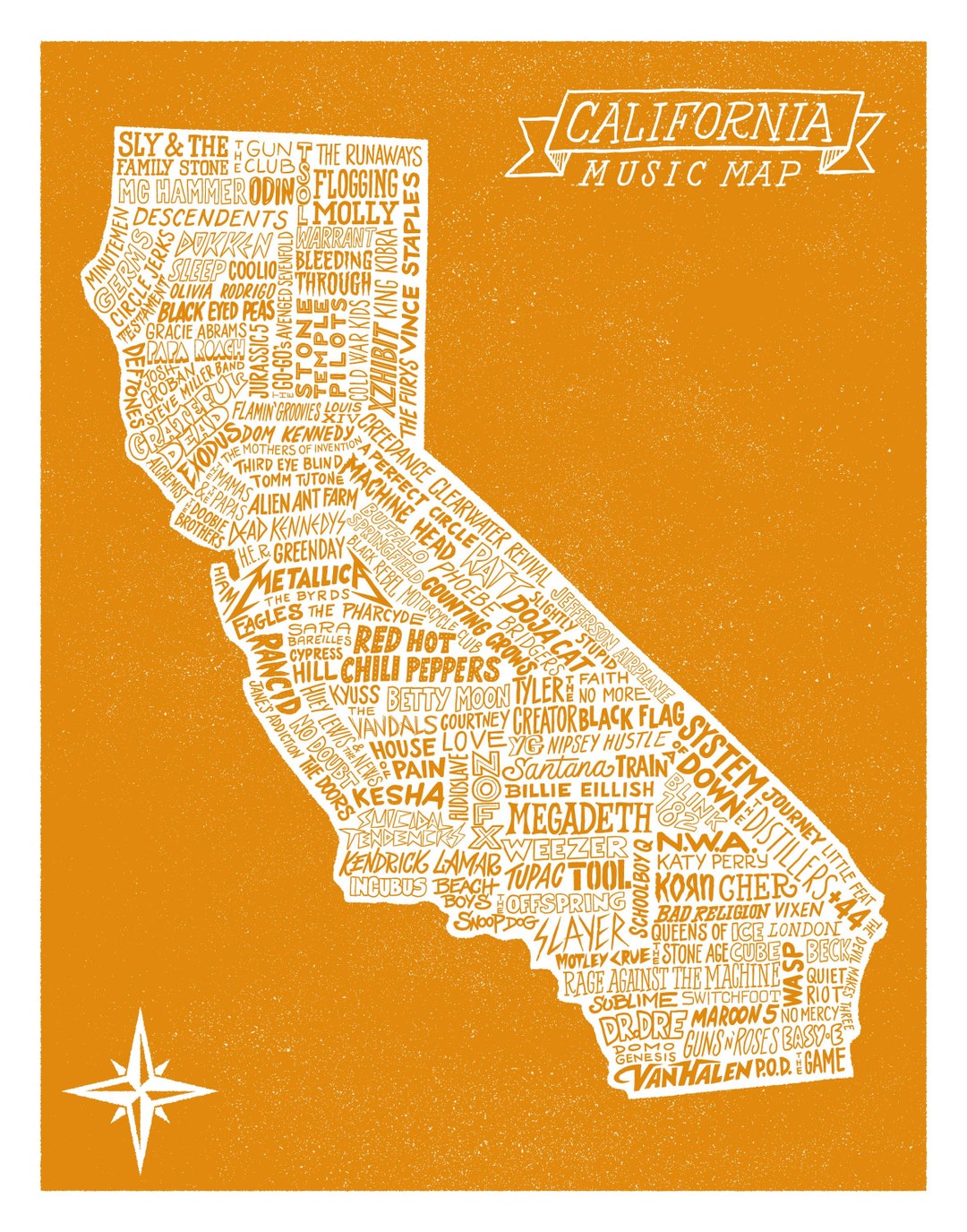 California Music Map - Etsy