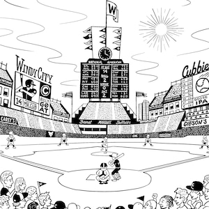 Wrigley Field Hand-drawn Art Print - Etsy