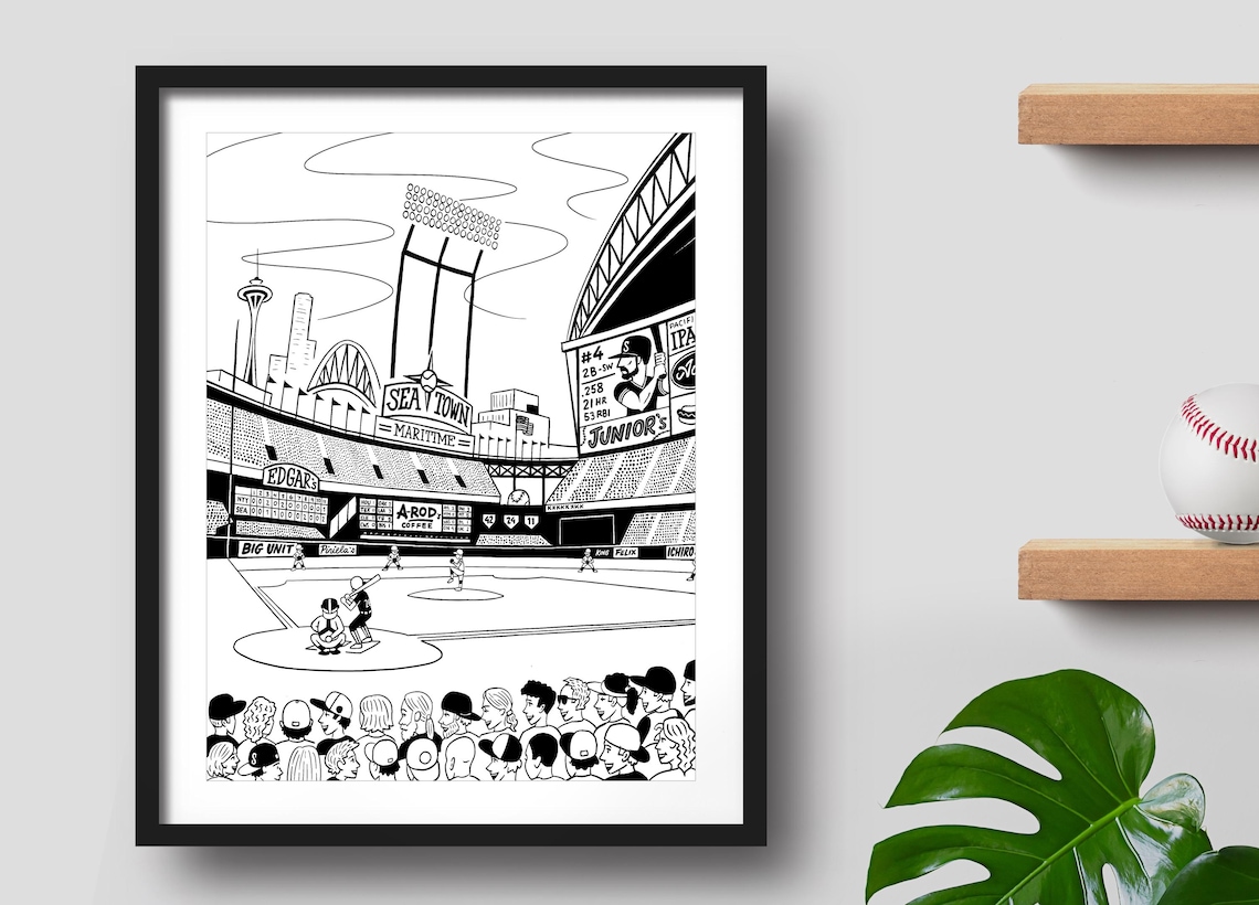T-mobile Park Hand-drawn Art Print - Etsy