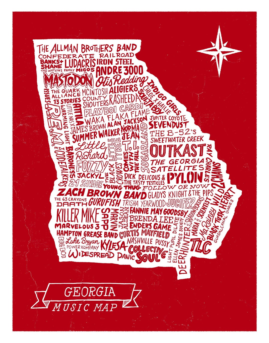 Georgia Music Map - Etsy