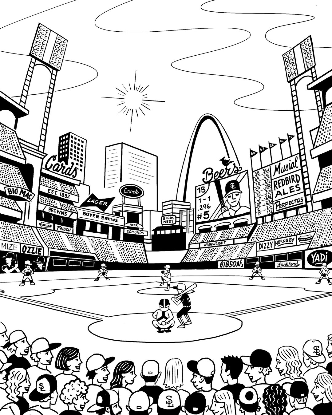 Busch Stadium Hand-drawn Art Print - Etsy