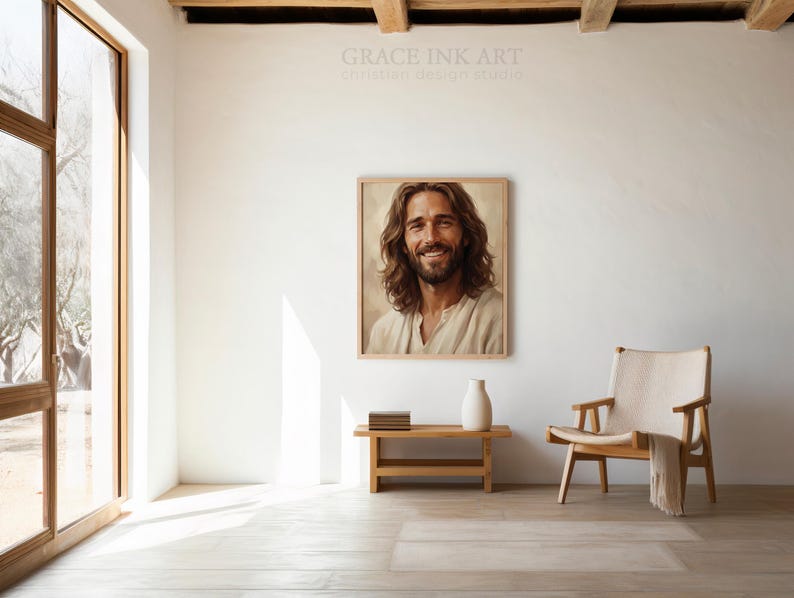 Jesus Portrait Smiling. Smile of Christ Art. Digital Art. Happy Jesus ...