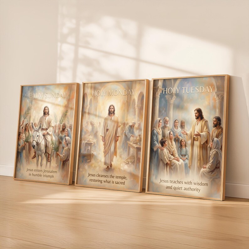 Holy Week Christian Wall Art Bundle Set of 16 Prints, Palm Sunday to ...
