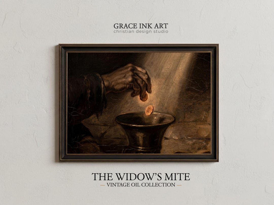 The Widow's Mite Painting. Digital. Two Small Coins Vintage Art ...
