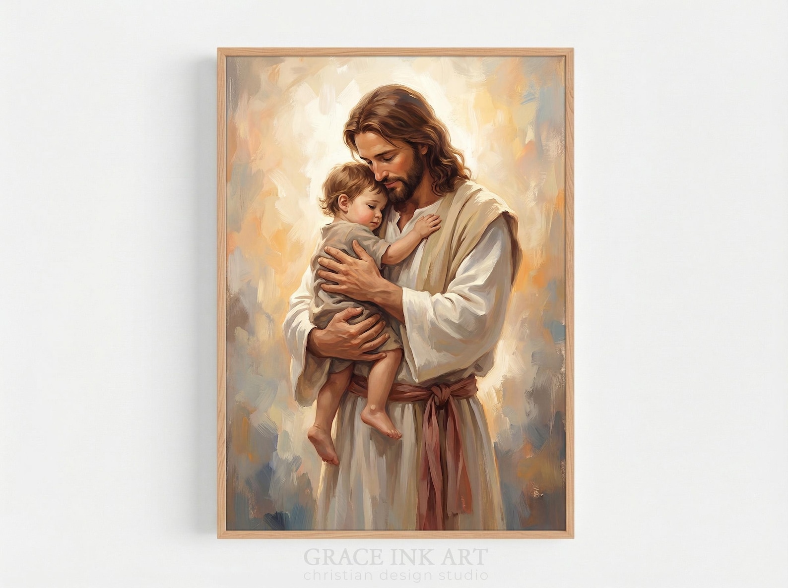 Jesus Holding Baby Print, Happy Days, Christian Painting, Jesus and Boy ...