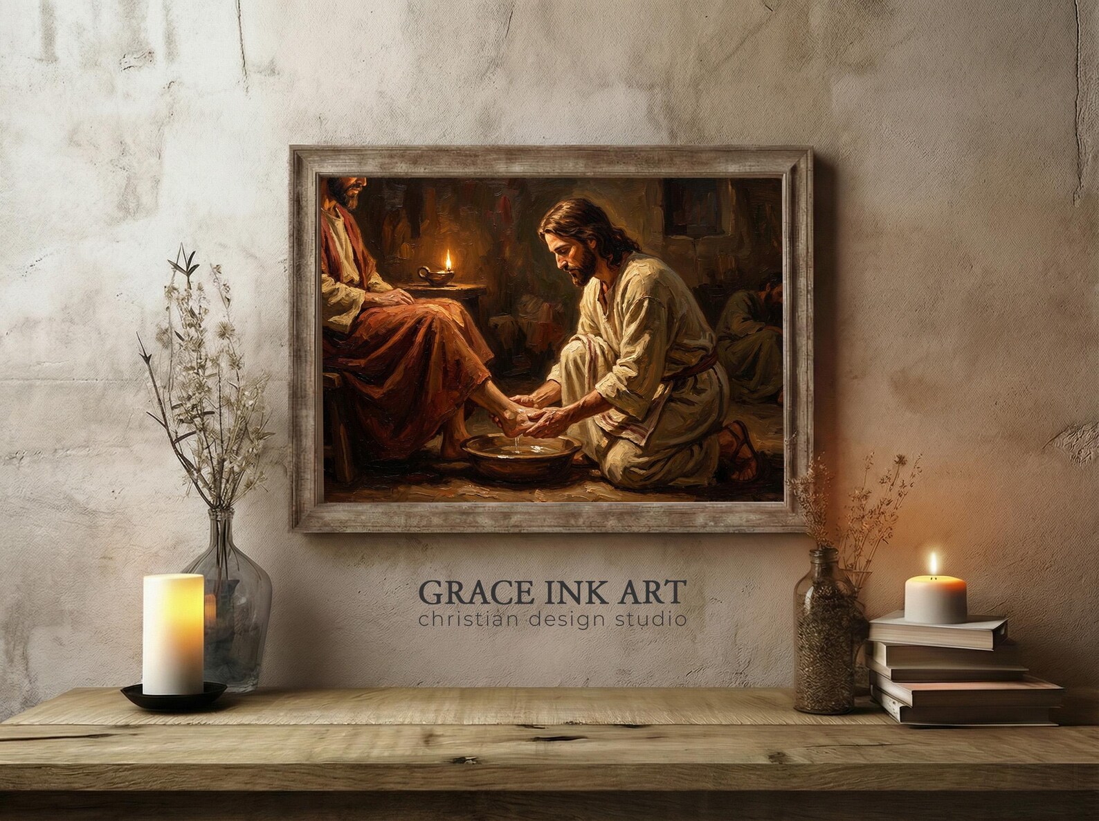 Jesus Washing Feet, Disciples’ Feet Humility Scene. Bible Christian ...