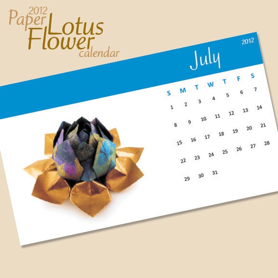 Items similar to 2012 Desk Calendar Paper Lotus Flower on Etsy