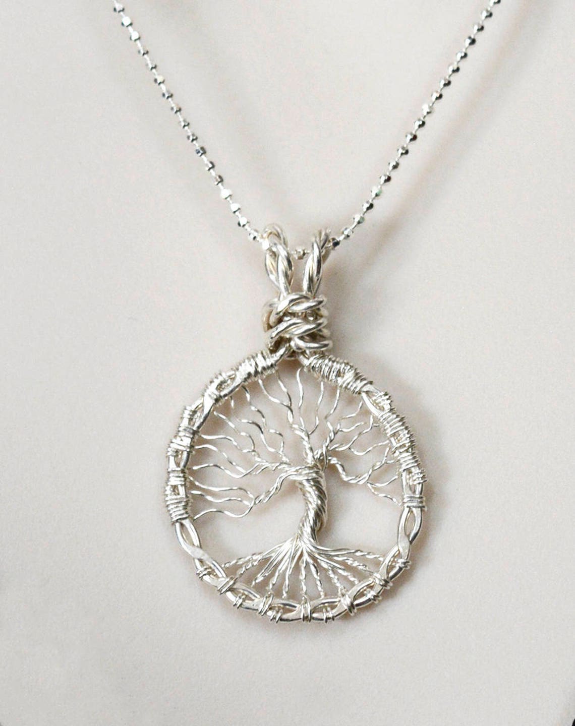 Sterling Silver Tree of Life Pendant Necklace, Hammered Silver Tree of ...
