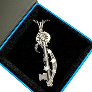 Celestial Skeleton Key Necklace, Sun Moon and Stars Antique Wire ...