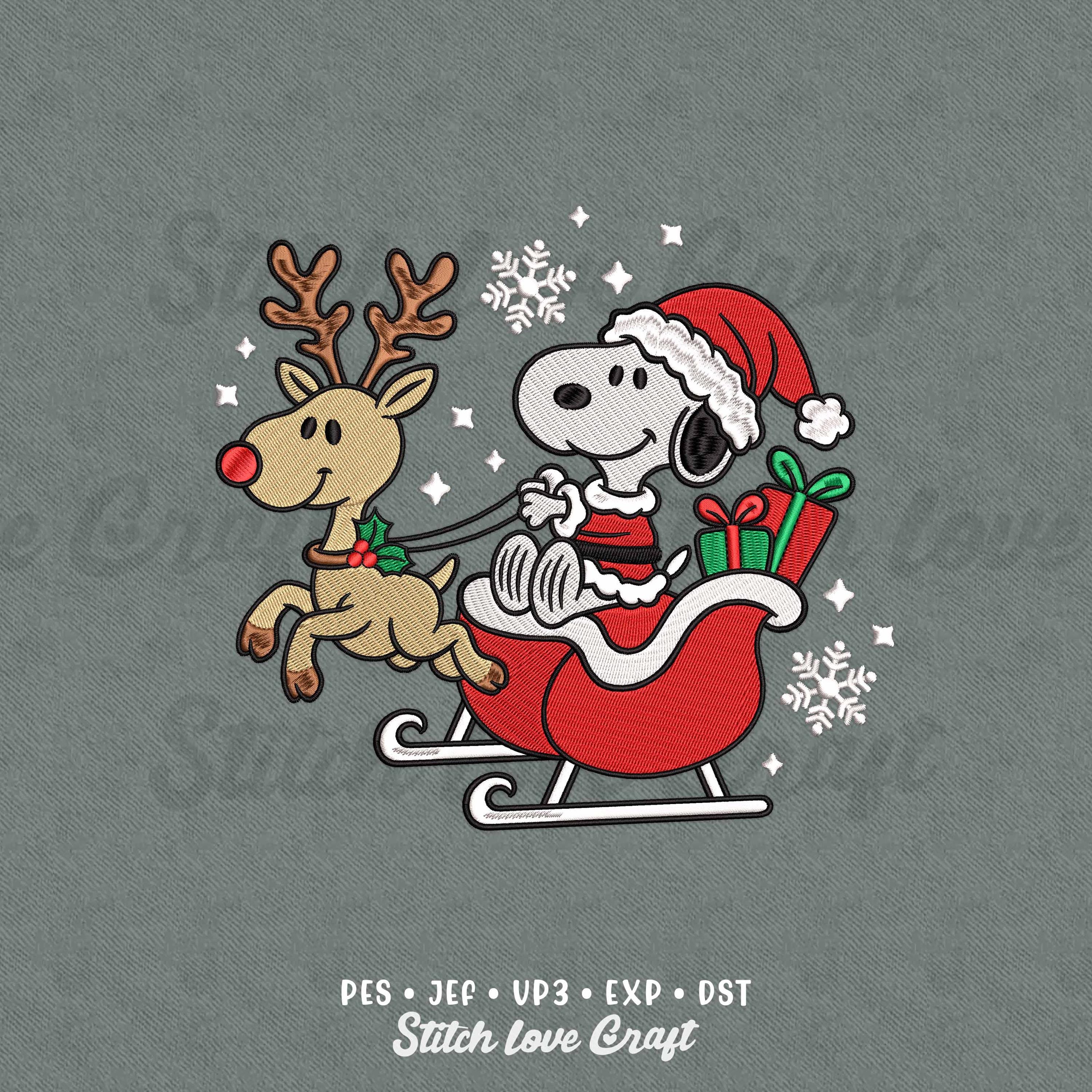 Christmas Embroidery Design: Winter Snow, Reindeer, Classic Cartoon Dog ...