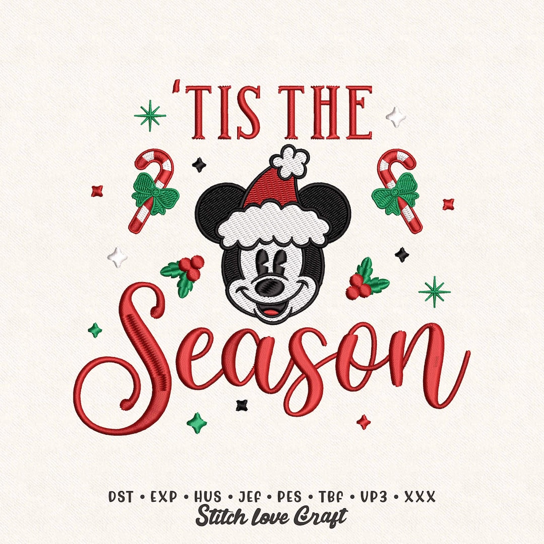 Christmas Mouse Embroidery Design: Tis the Season, Santa Mouse Ears (5 ...