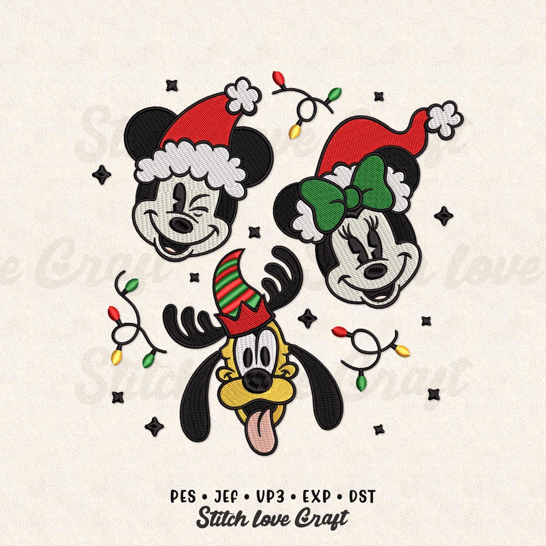 Christmas Mouse Embroidery Design: Santa Hat, Reindeer, Christmas ...