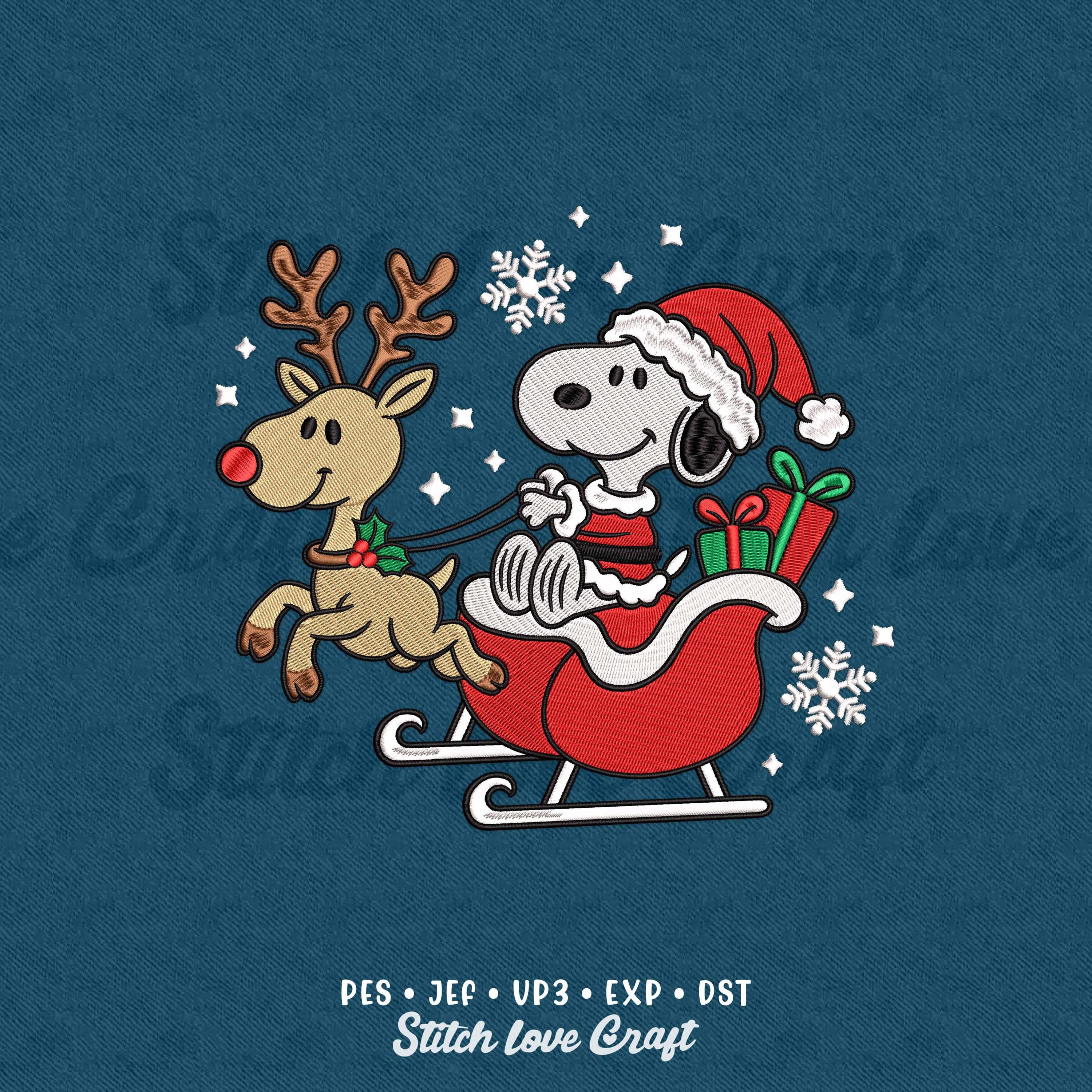 Christmas Embroidery Design: Winter Snow, Reindeer, Classic Cartoon Dog ...