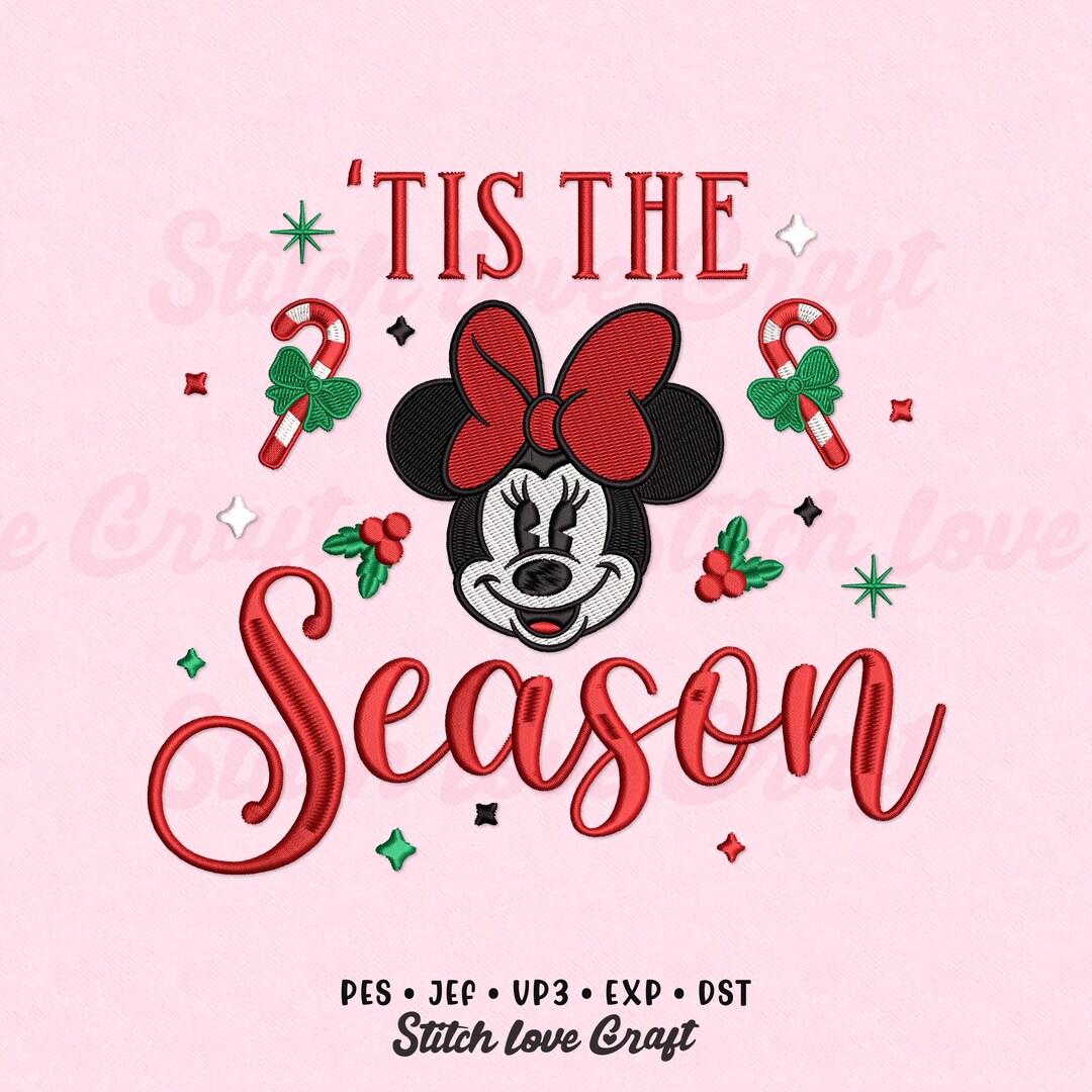 Christmas Mouse Embroidery Design: Tis the Season, Mouse Ears Bow ...