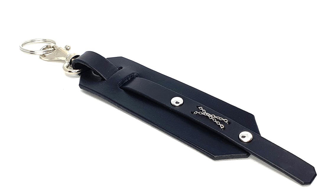 NECROMANCER Emblem - Minimalist Black Genuine Leather Keychain With ...