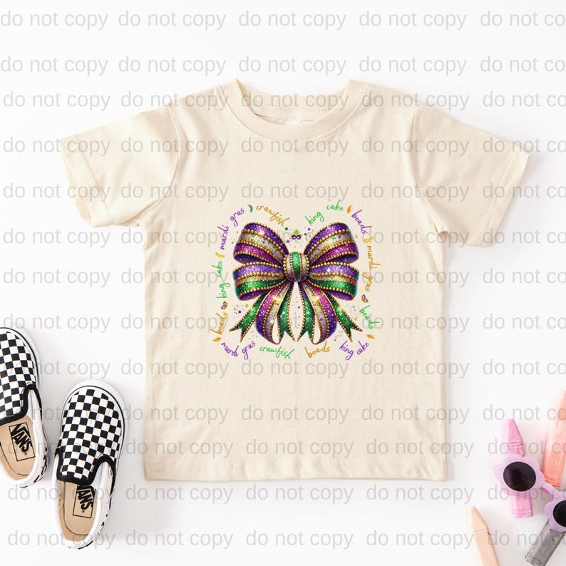 Mardi Gras Glitter Effect Bow DTF Transfer, Ready to Press Carnival ...