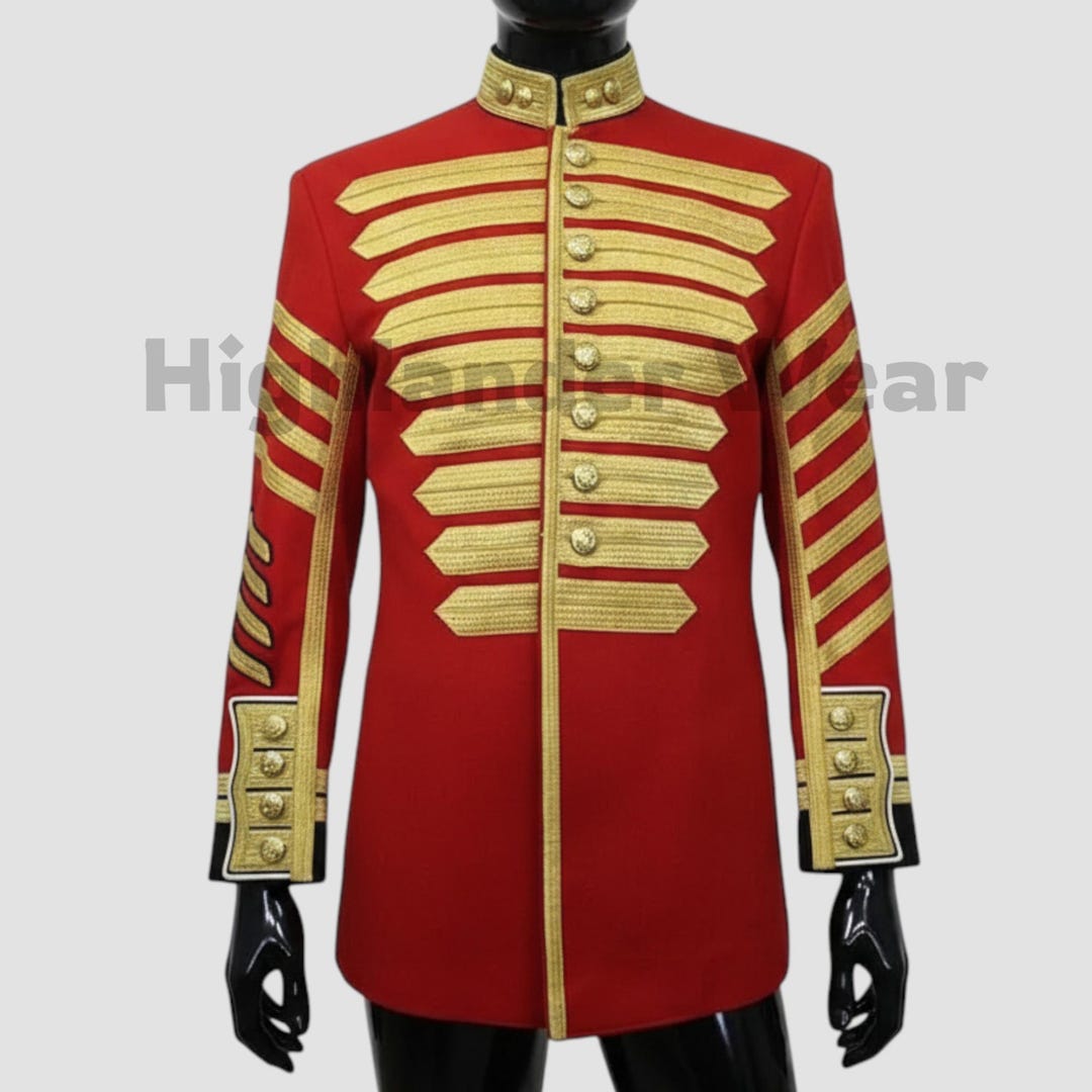 Red Grenadier Drum Major Tunic – British Military Hussar Jacket ...
