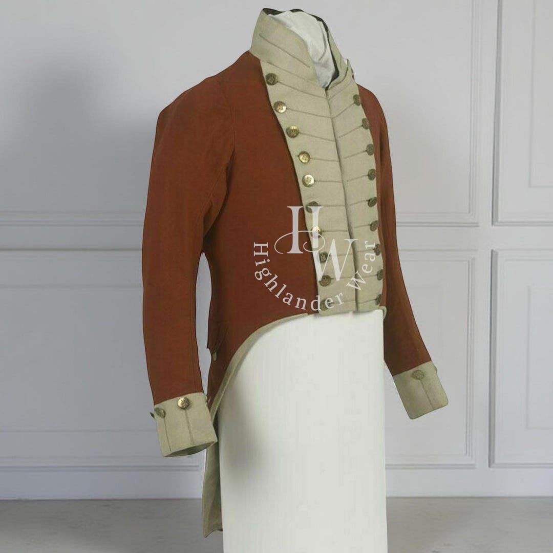 Napoleonic British Brown Wool Tailcoat - Men's Regency Officer Uniform ...