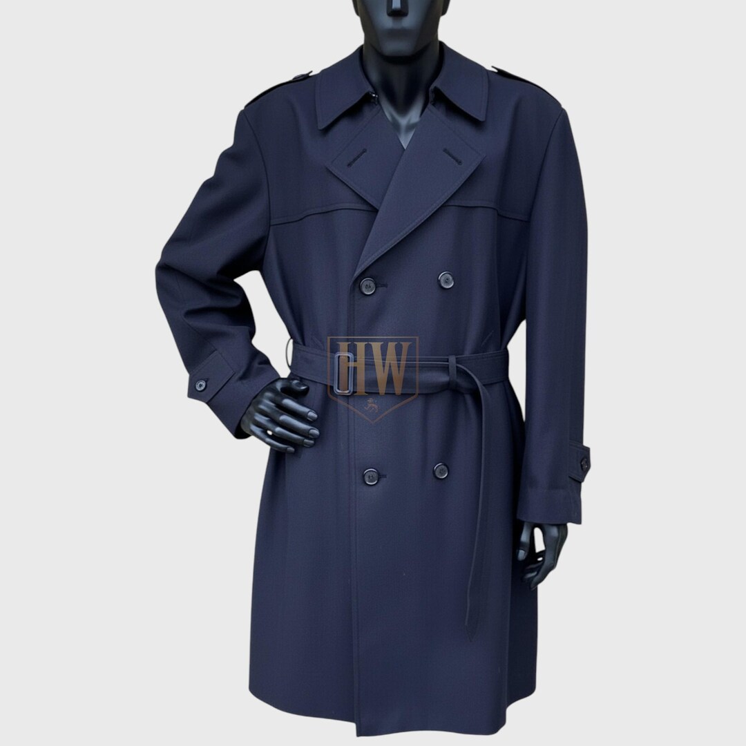 1970s Vintage Military Blue Trench Coat | Authentic Double-breasted ...