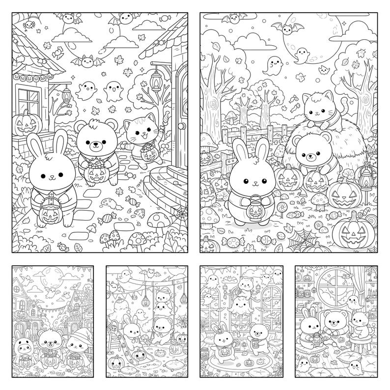 Cozy Halloween Coloring Book – 50 Illustrations + Cover for Kids ...