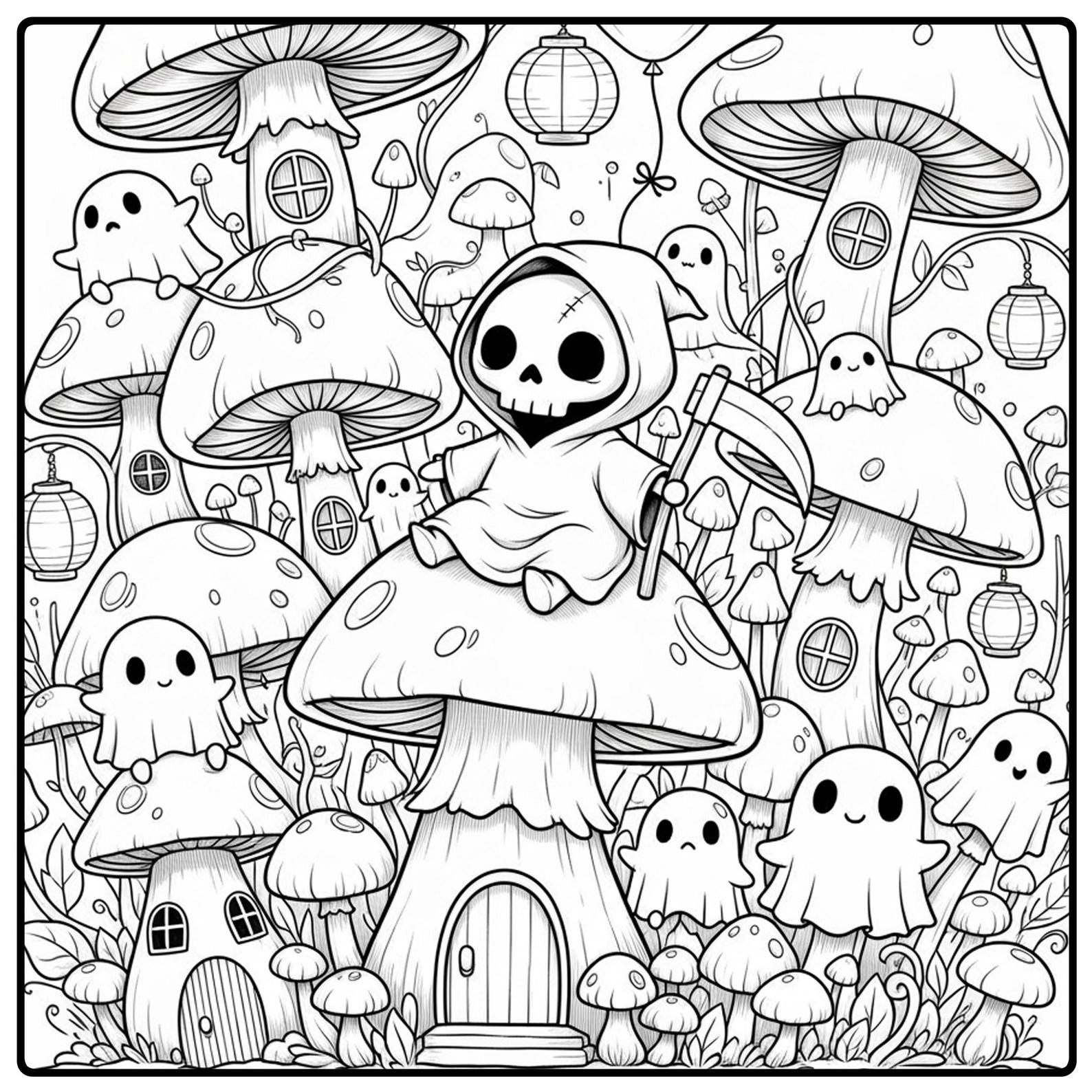 Spooky Cutie. Cozy & Creepy Coloring Book. 50 Adorable Horror ...