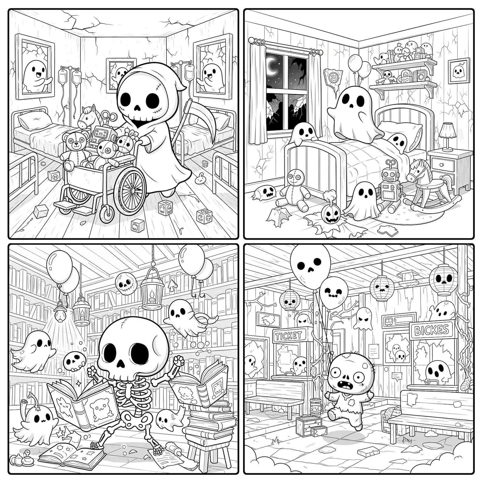 Spooky Cutie. Cozy & Creepy Coloring Book. 50 Adorable Horror ...