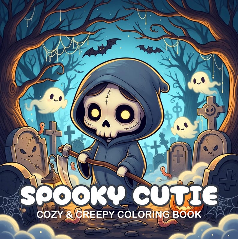 Spooky Cutie. Cozy & Creepy Coloring Book. 50 Adorable Horror ...