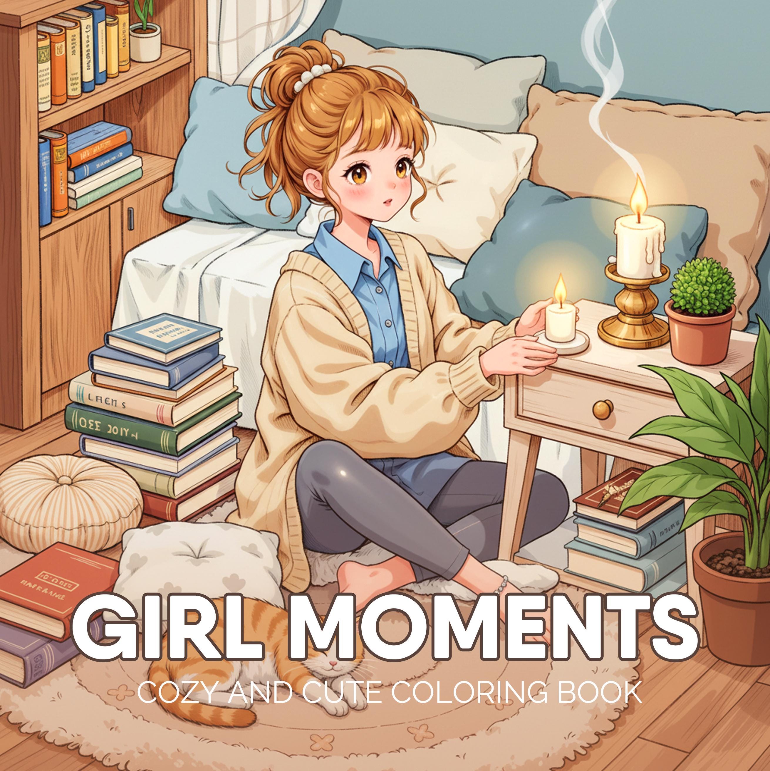 Cozy Girl Moments | Coloring Book for Adults | 50 Illustrations of ...