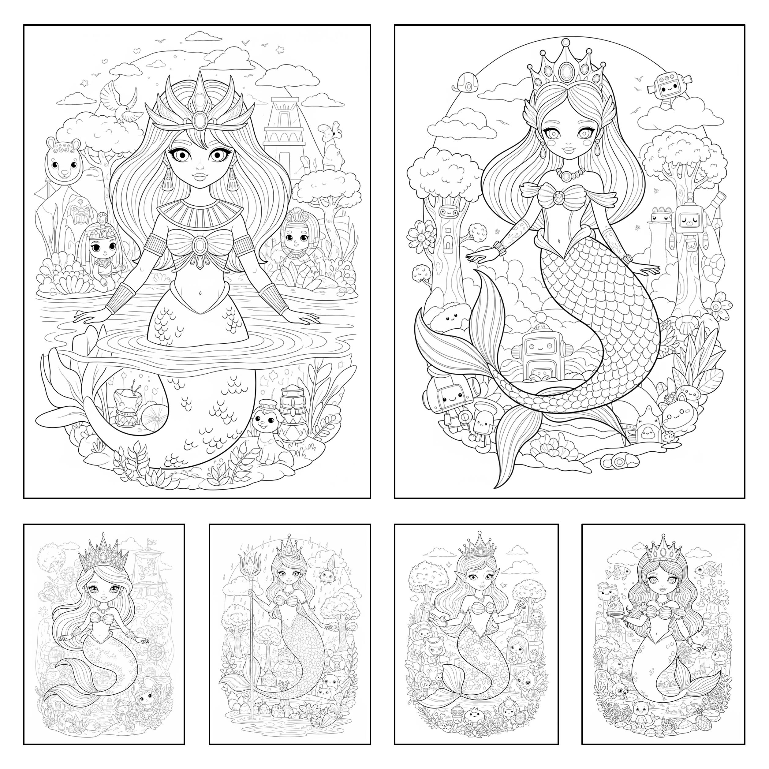 50 Magical Mermaids. Coloring Book for Girls and Boys Ages 4-12. Anti ...