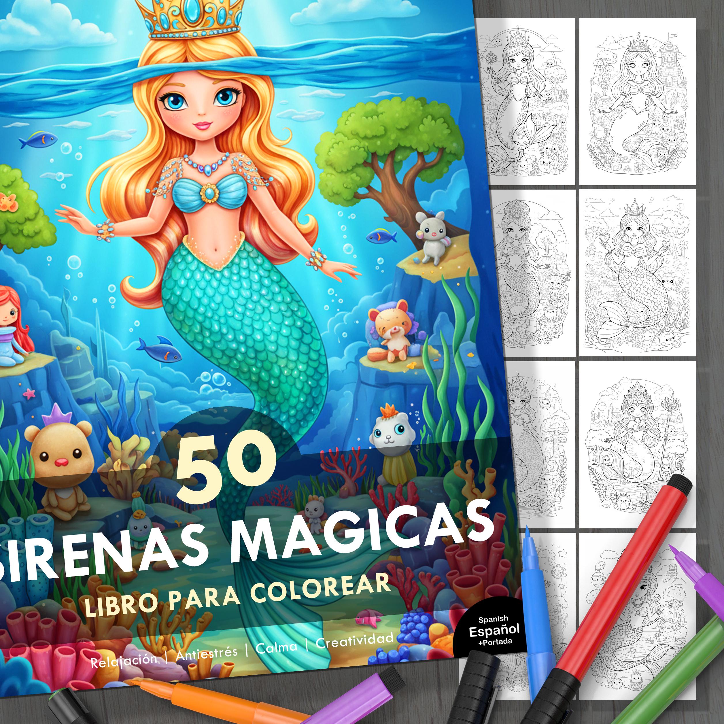 50 Magical Mermaids. Coloring Book for Girls and Boys Ages 4-12. Anti ...
