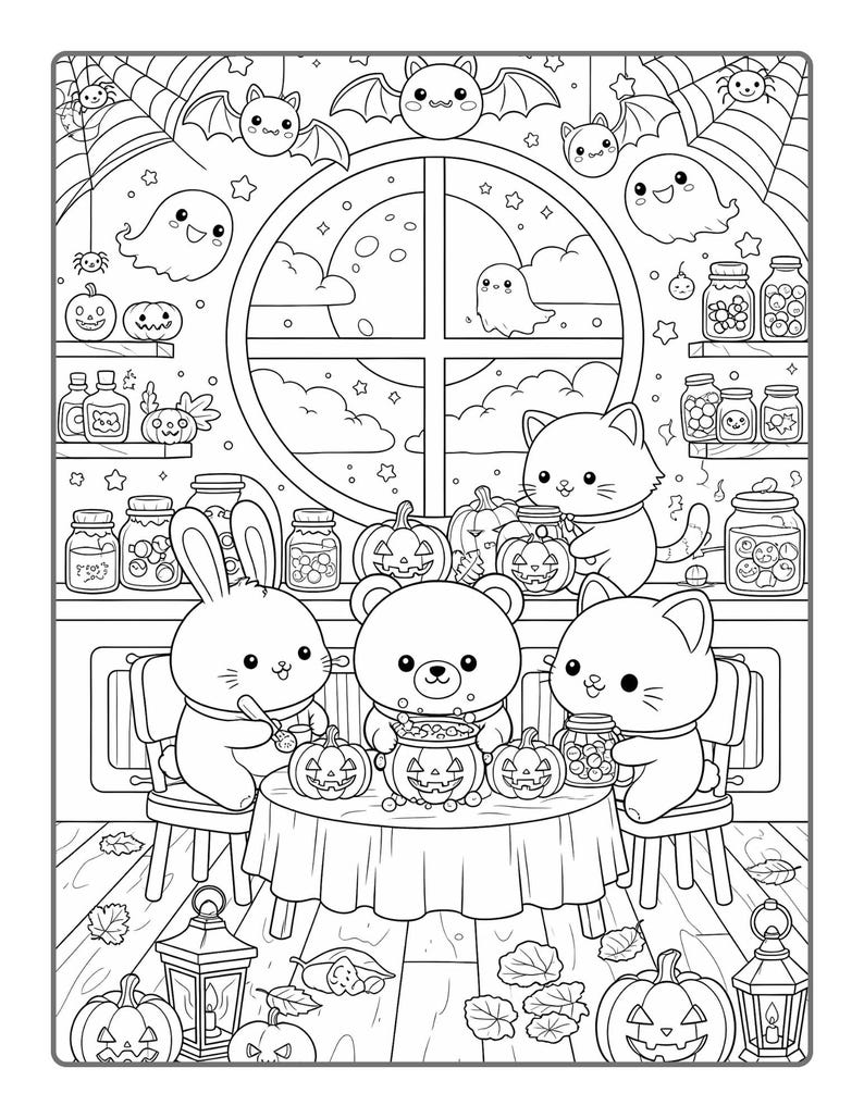 Cozy Halloween Coloring Book – 50 Illustrations + Cover for Kids ...