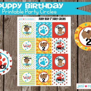 Puppy Birthday Decor Set, Printable Party Set, Party Invite, Birthday ...