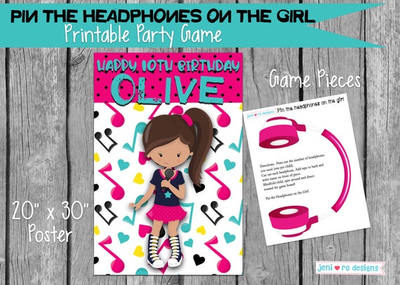 Party Game, Pin the headphones on the Karaoke girl, Karaoke Birthday ...