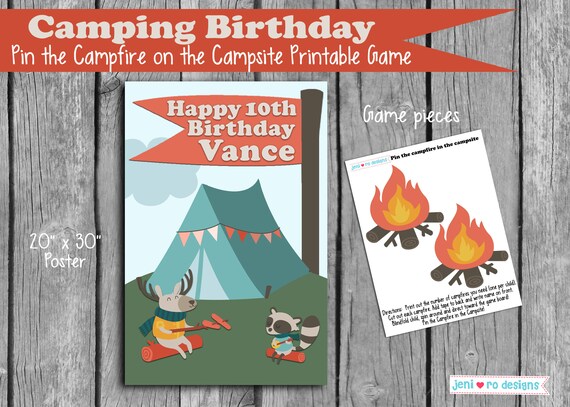 Party Game Camping Birthday Pin The Campfire In The Campsite