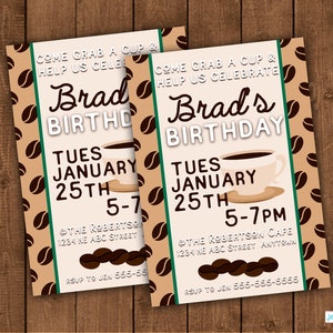 Coffee Birthday Party, Printable Decor Set, Coffee Invite, Coffee Mugs ...
