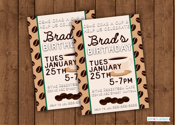 Coffee Birthday Party, Printable invitation, Party invite, Coffee ...