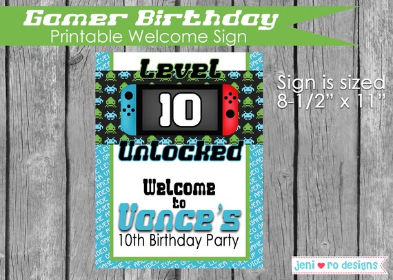 Gamer Birthday, Printable Welcome Sign, Party sign, Birthday decor ...