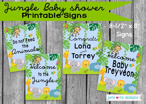 Jungle Animal Baby Shower, Printable signage, Welcome sign, jungle baby ...