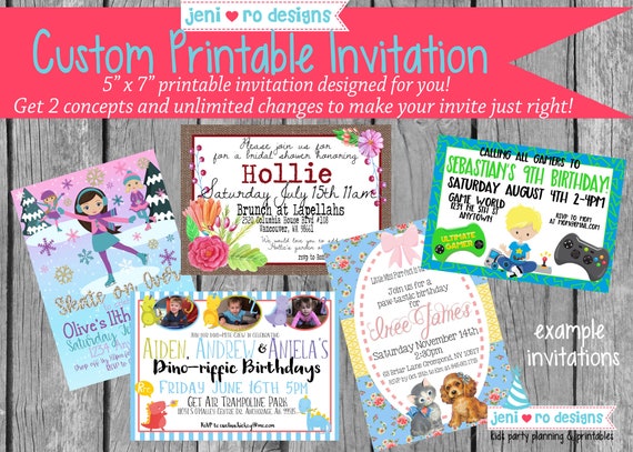 Custom Printable Invitation, Custom Birthday Printables, Custom made ...
