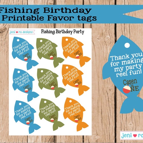 Fishing Birthday Printable Favor Tags Favors Gift Tags - Etsy