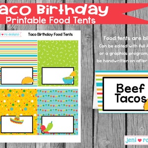 Taco Birthday, Taco Party Printable Set, Printable Party Decor Set ...