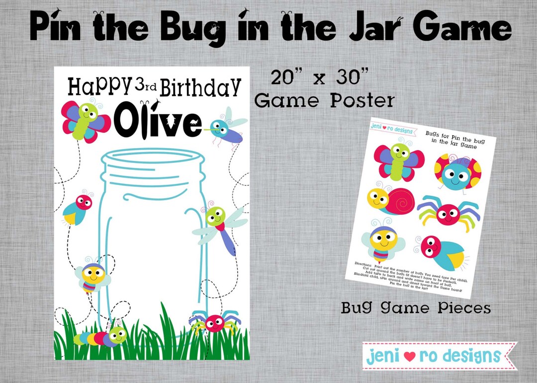 Bug Birthday Party Game Pin the Bug in the Jar Insects - Etsy