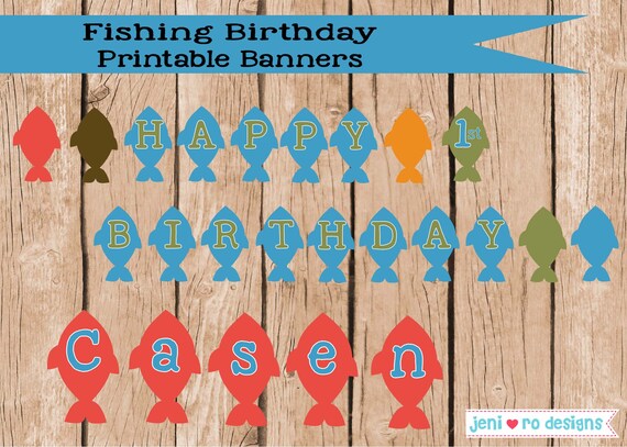 Fishing Birthday, Printable Birthday Banners, Banners, OFishally One ...