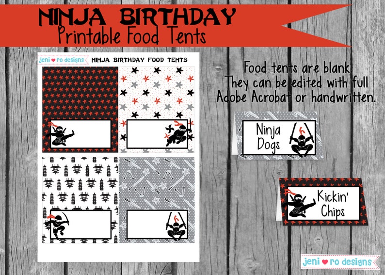 Ninja Birthday Printable Set Printable Decor Set Birthday - Etsy