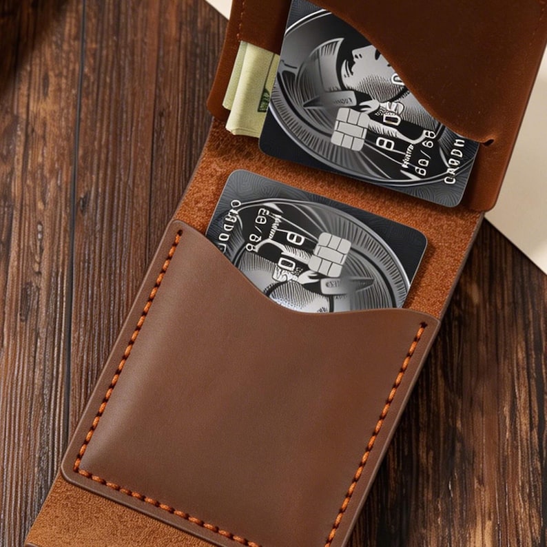 Personalized Slim Leather Wallet, Minimalist Front Pocket Wallet, Slim ...