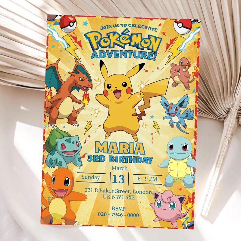 Pokemons Invitations - Etsy