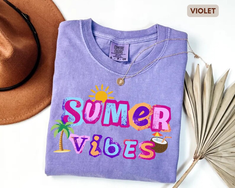 Summer Vibes Shirt, Retro Summer Tee, Tropical Vacation Shirt, Colorful ...