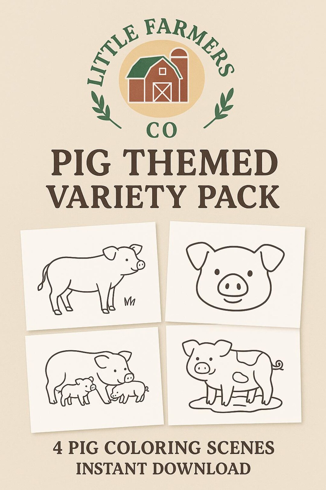Little Farmers Co – Pig Coloring Pages | Farm Animal Printable ...