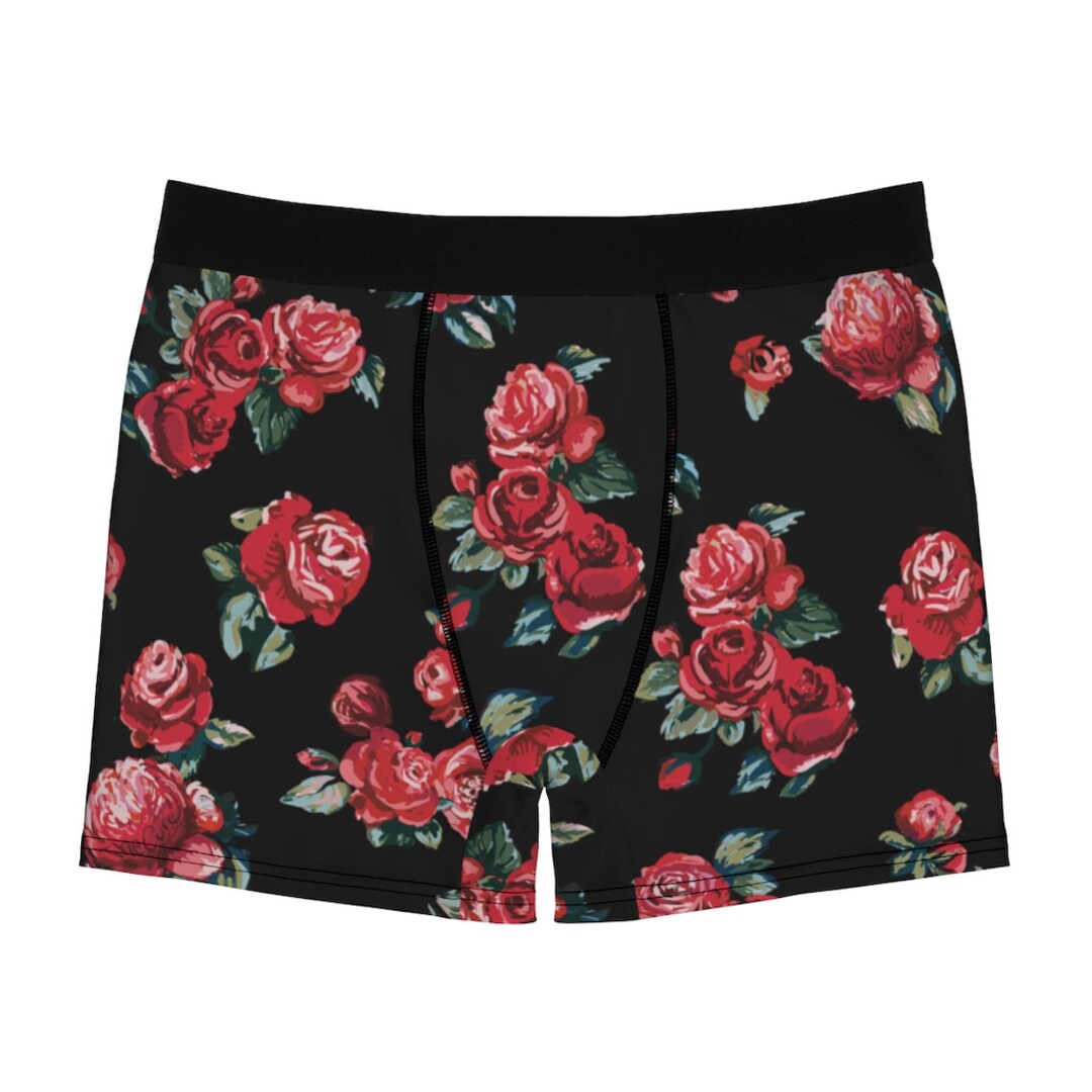 Red Roses Black Men's Boxer Briefs - Etsy