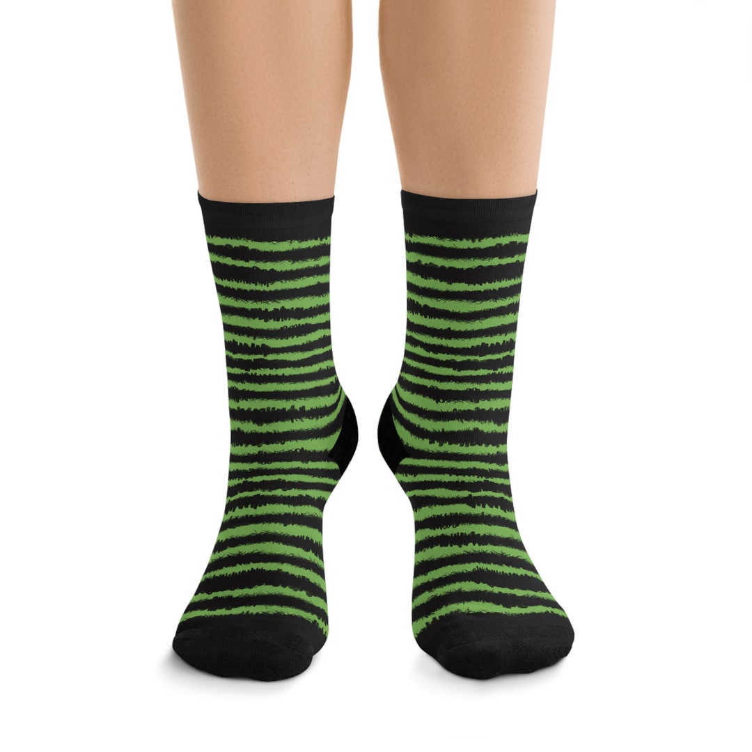 US Only Goth Candy-striped Legs Recycled Knit Socks in Grinch Green - Etsy
